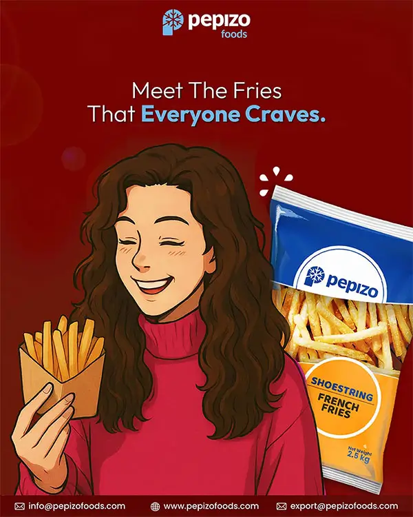 Leading Frozen French Fries Manufacturer & Exporter in India | Pepizo Foods